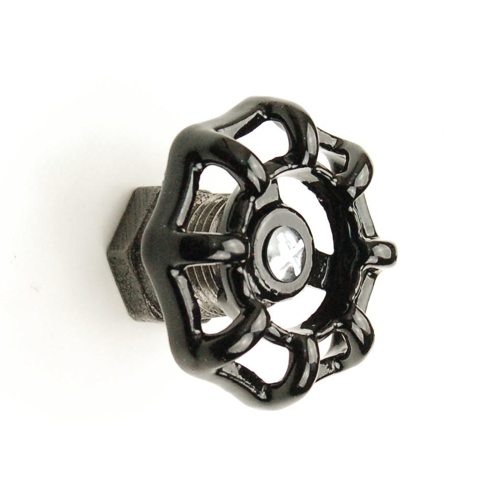 Furniture knob with black metal handwheel - steampunk style – Home Invasion